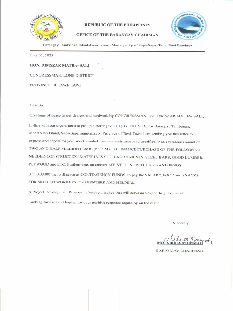 Brgy Tambunan Mantabuan Sapa Sapa Project Proposal | PDF