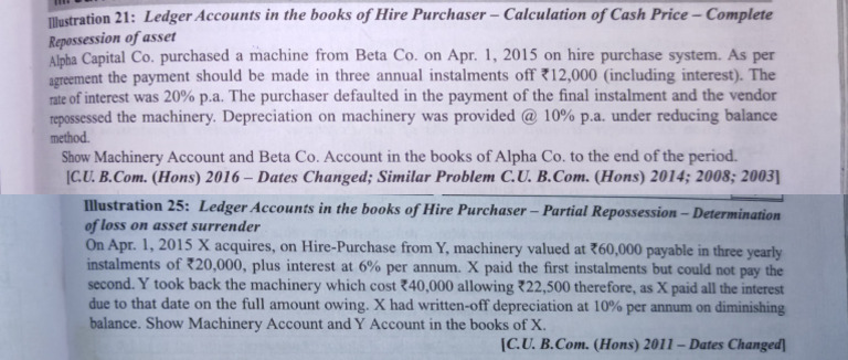 Hire Purchase Ledger Account Examples | PDF