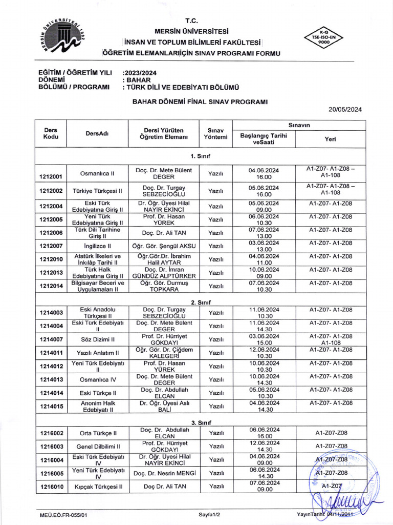 2023 2024 Bahar Final | PDF