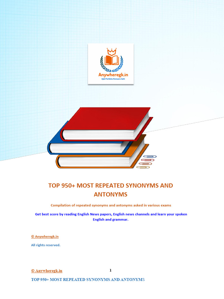 Most Repeated Antonyms and Synonyms | PDF