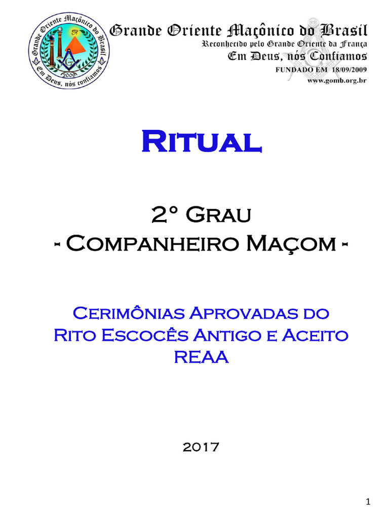 Ritual do Companheiro Maçom REAA | PDF | Loja Maçônica | Maçonaria