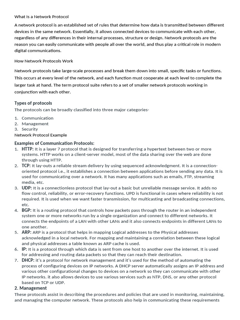 What Is A Network Protocol | PDF | Computer Network | Internet Protocol Suite