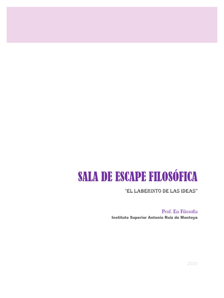 Sala de Escape Filosófica | PDF | Immanuel Kant