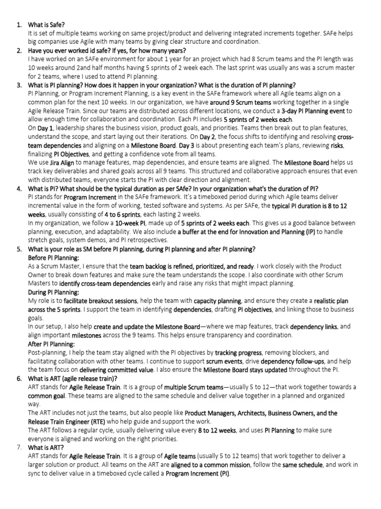 PI Planning Overview and Key Roles | PDF | Scrum (Software Development ...