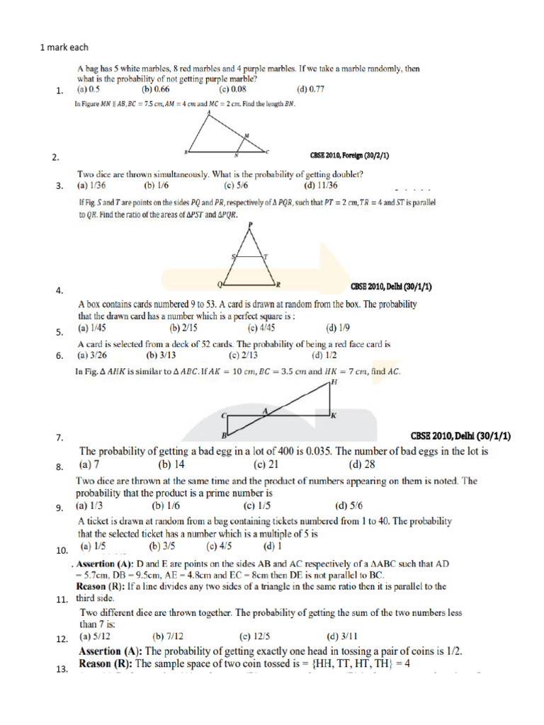 Grade 10 Maths Revision Test 1 | PDF
