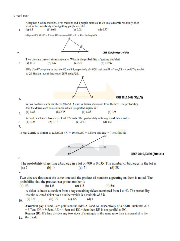 Grade 10 Maths Revision Test 1 | PDF