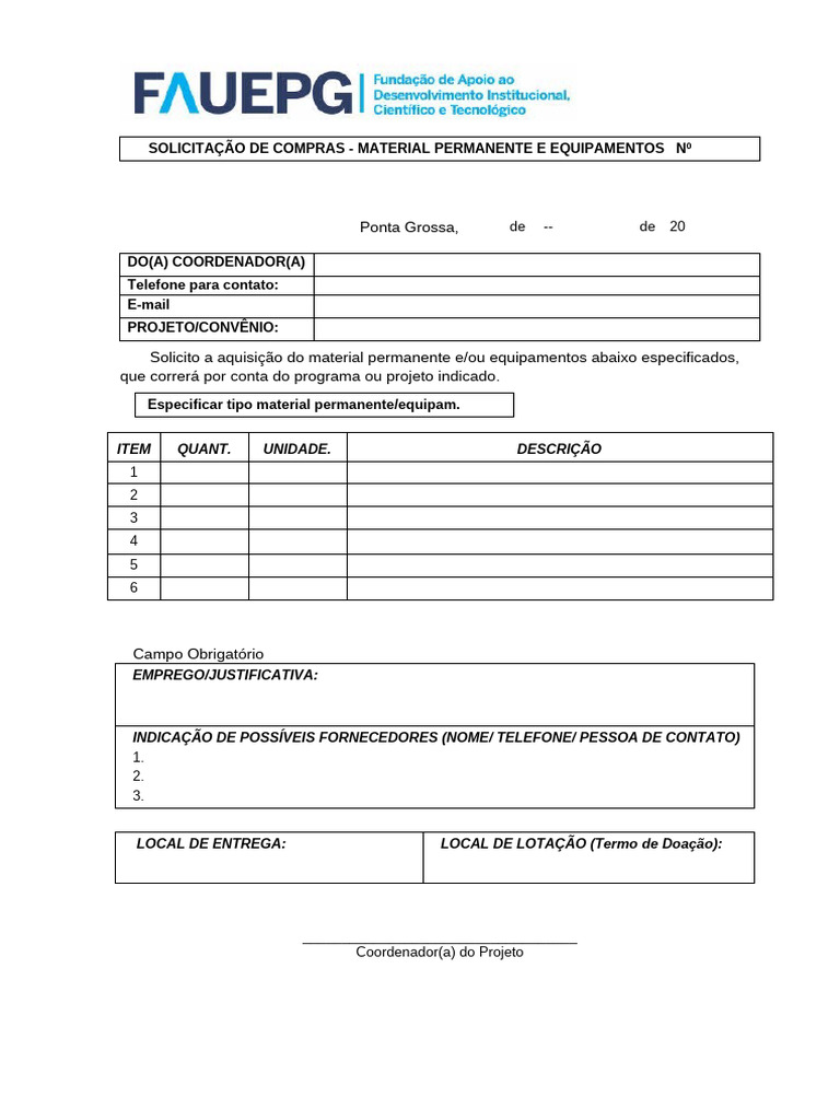 Solicitacao de Material Permanente | PDF
