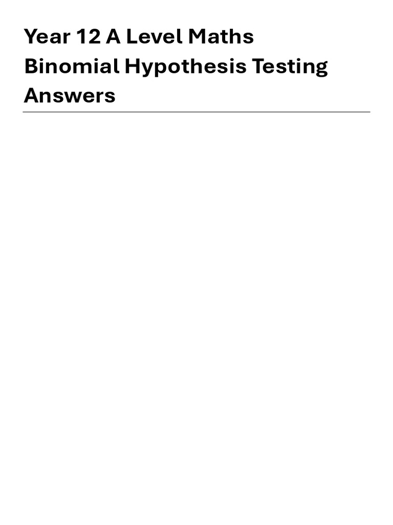 Hypothesis Testing Booklet Answers | PDF | Statistical Significance | P ...