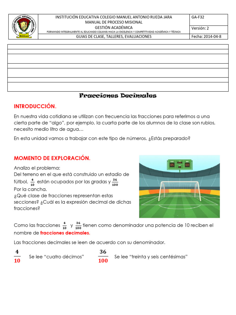 Fracciones Decimales en Matemáticas | PDF | Decimal | Números