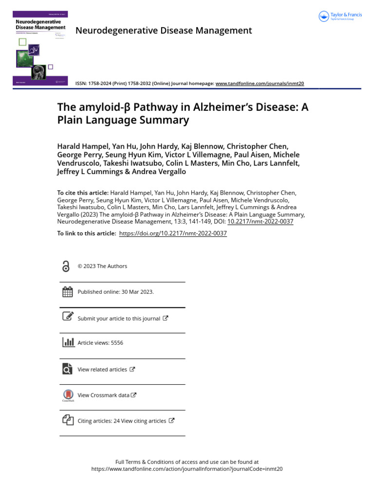 The Amyloid - Pathway in Alzheimer S Disease A Plain Language Summary ...