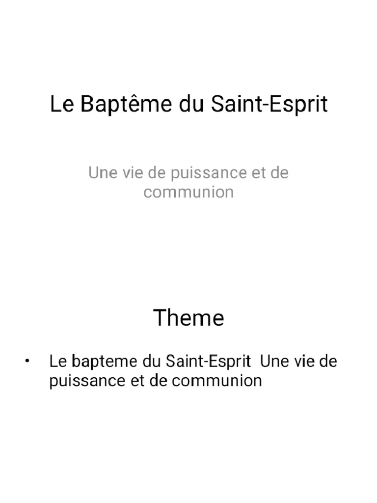 Gayoss Yombo, Enseignement Sur Le Bapteme Du Saint - Esprit | PDF