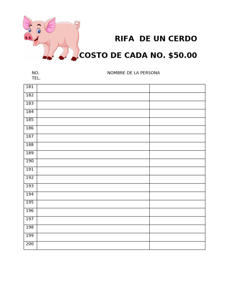 Rifa de Un Cerdo | PDF