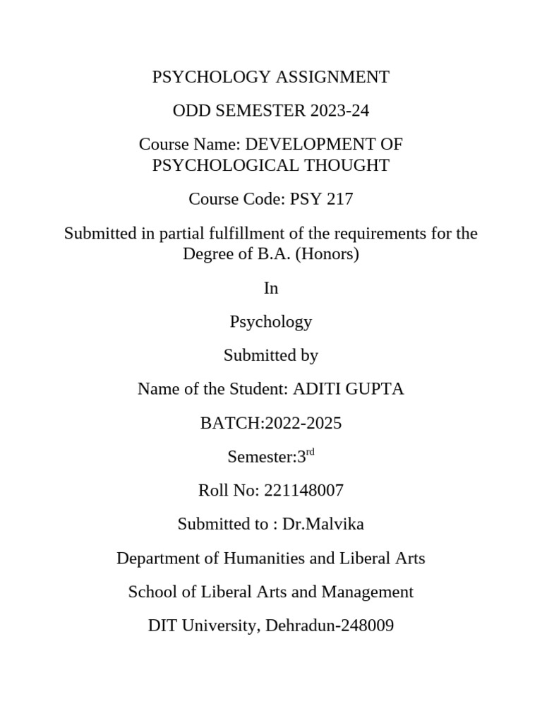 Psychology Assignment | PDF