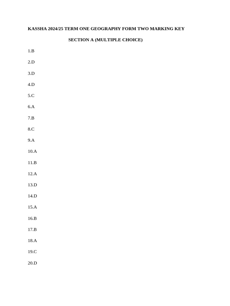 Geography Two Marking Key | PDF | Lake | Erosion