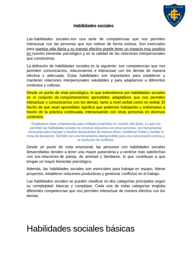 Habilidades Sociales: Claves para Interactuar | PDF | Habilidades ...