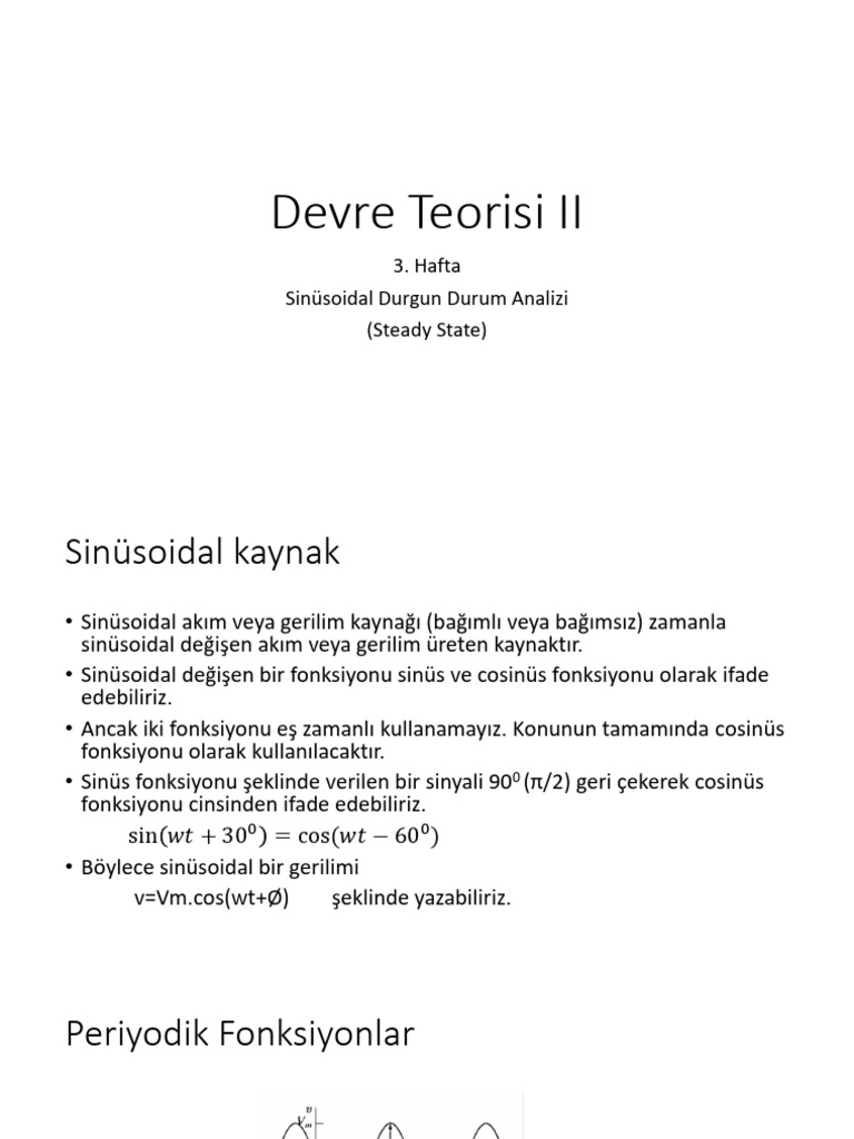 Devre Teorisi II 3hft Sinusoidal Durgun Durum Analizi | PDF