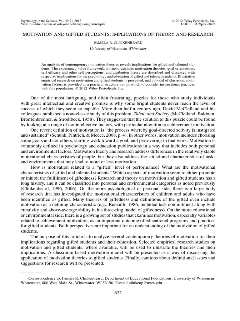 Motivation and Gifted Students | PDF | Motivational | Motivation