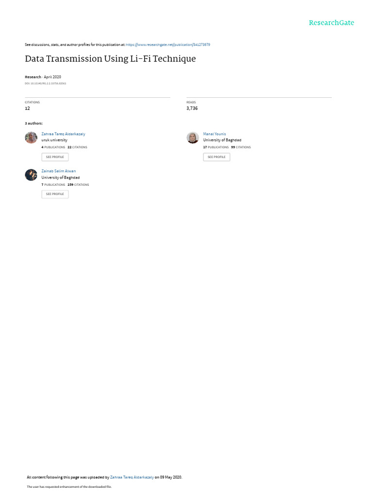 Data Transmission Using Li Fi Technique Pdf Wi Fi Smartphone