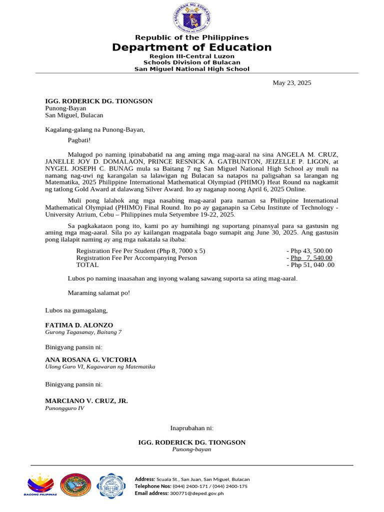 Request Letters Phimo Grade 7 | PDF