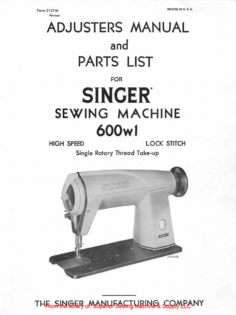 Singer 600W1 Sewing Machine User Manual | PDF | Sewing Machine | Belt ...