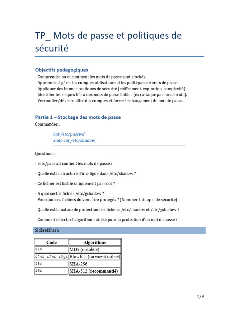 Gestion des mots de passe et sécurité | PDF | Mot de passe | Contrôle ...