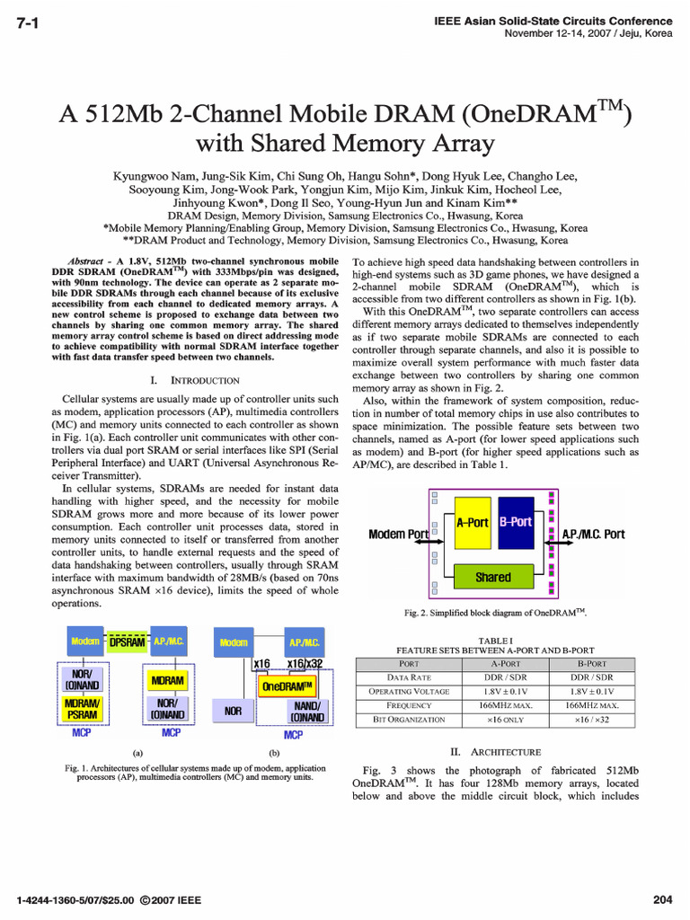 512Mb Two-Channel OneDRAM Design | PDF | Dynamic Random Access Memory ...