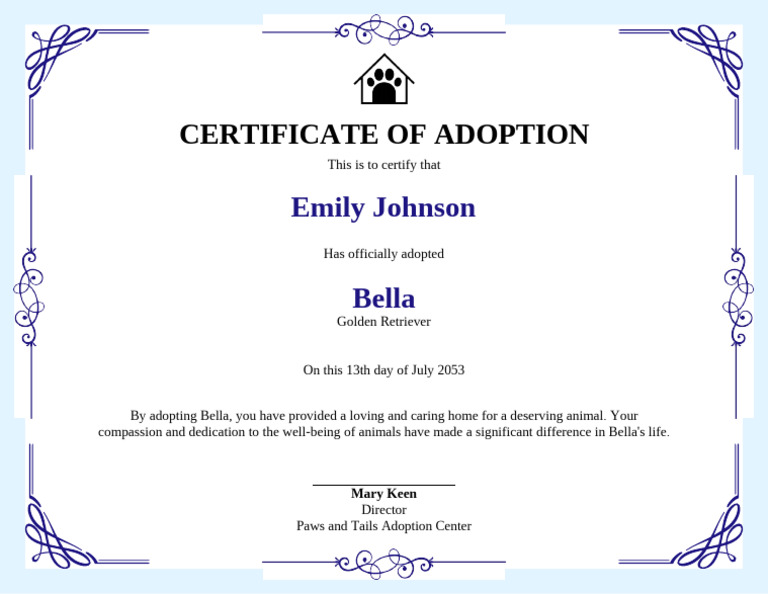 Simple Adoption Certificate Template | PDF