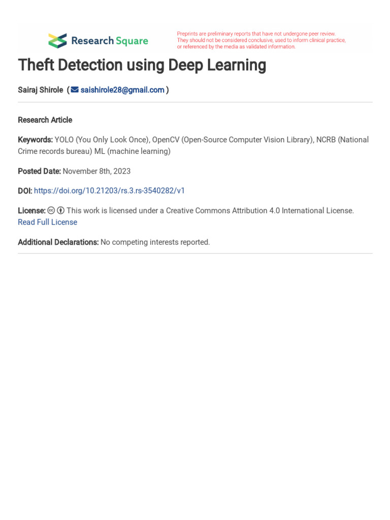 Theft_Detection_using_Deep_Learning | PDF | Image Segmentation | Machine Learning