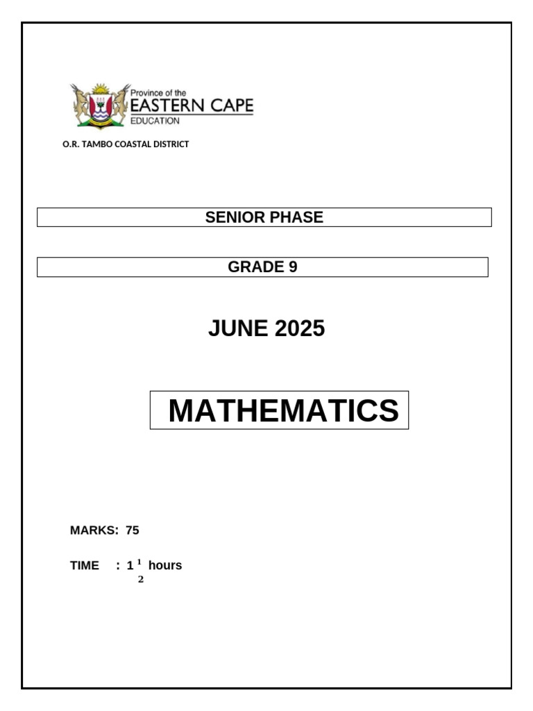 Maths GRADE 9 TERM 2 TEST (JUNE) 2025 | PDF | Numbers | Arithmetic