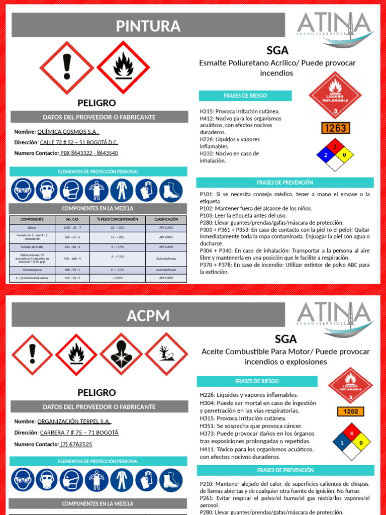 Ficha Rotulación Químicos Pintura | PDF | Seguridad y salud ocupacional