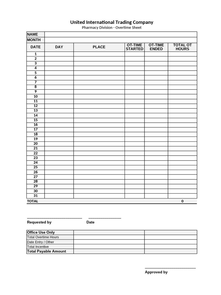 Overtime FORM Format | PDF