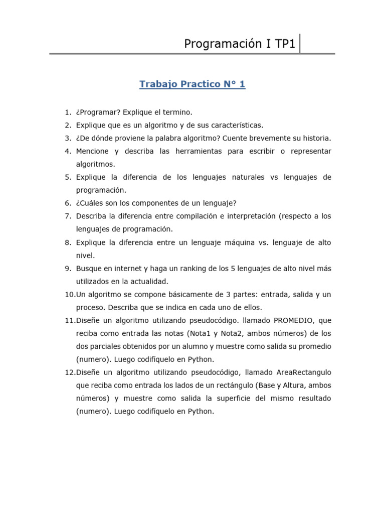 Programación I TP1 | PDF