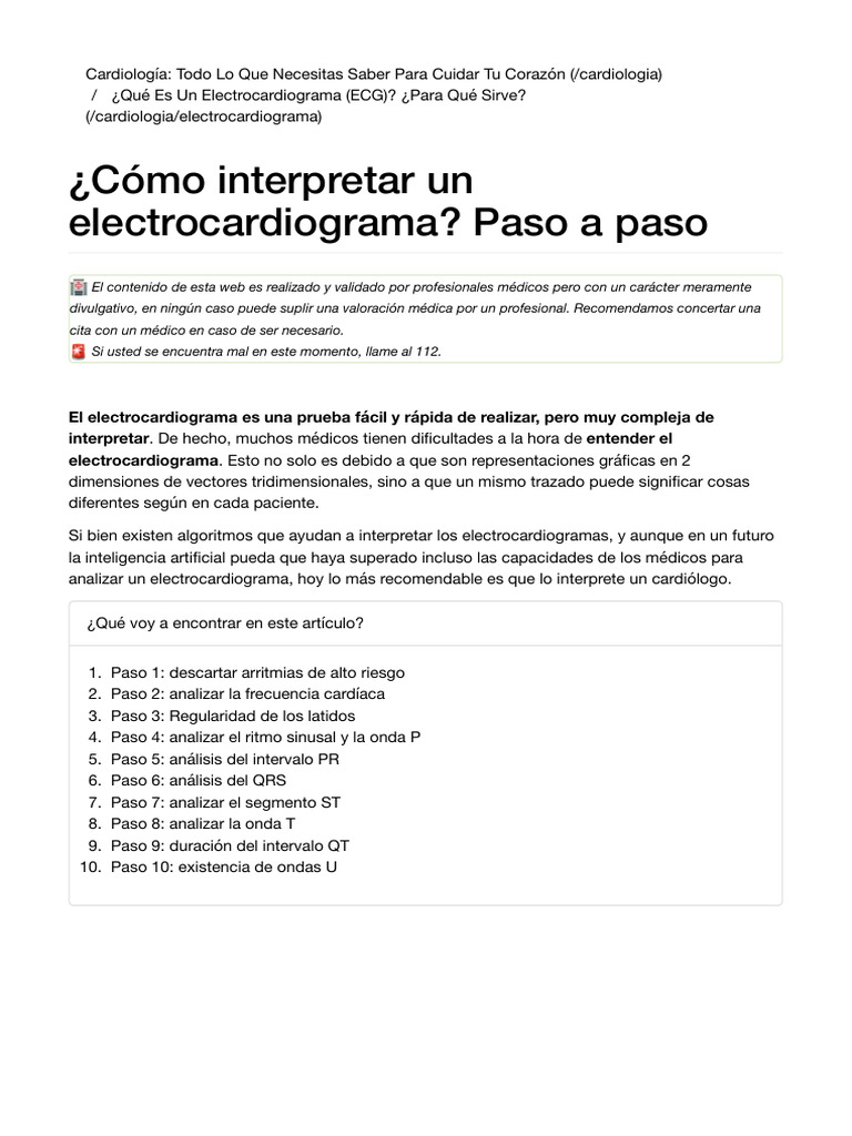 ️ Cómo interpretar un electrocardiograma (ECG)- Fácil | PDF | Cardiología | Sistema cardiovascular