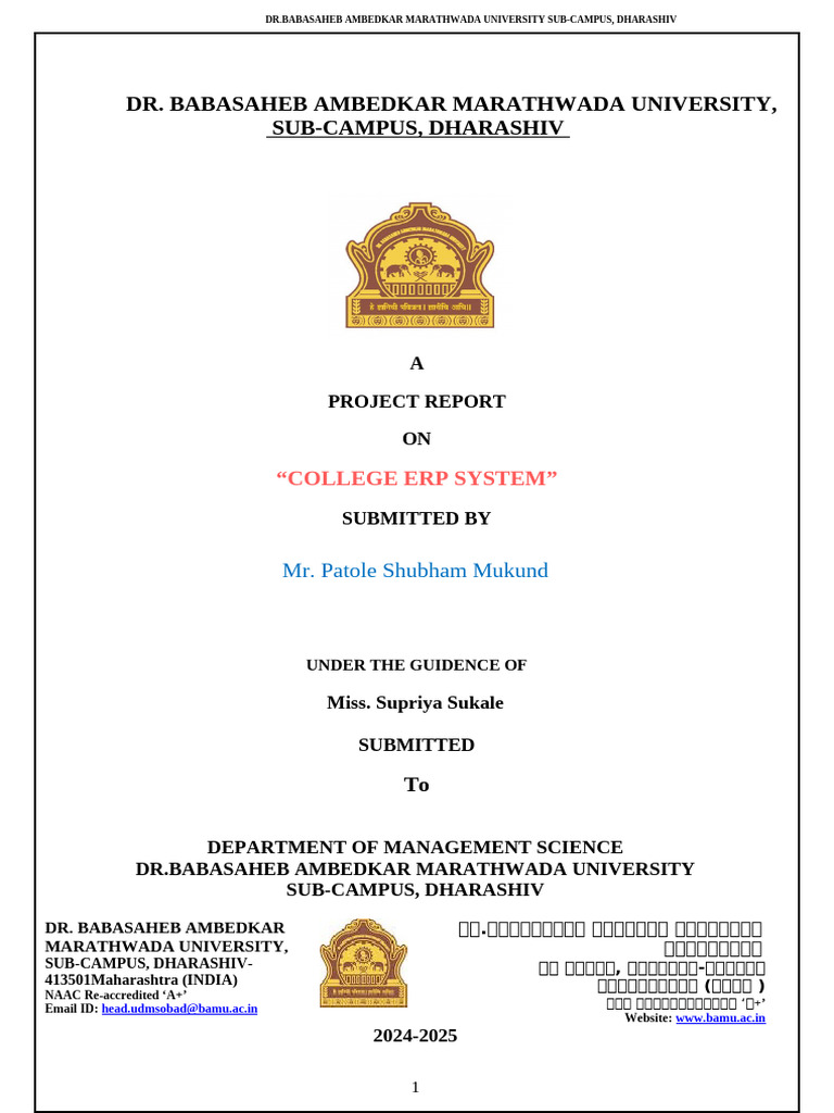 College ERP System Project Report | PDF | Databases | Enterprise ...