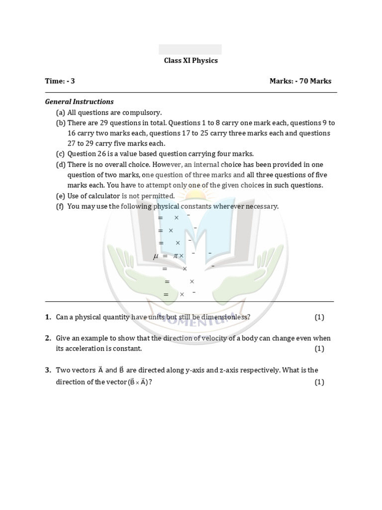 Class11 Physics Physics - 2019 Set - 5 | PDF | Force | Gases