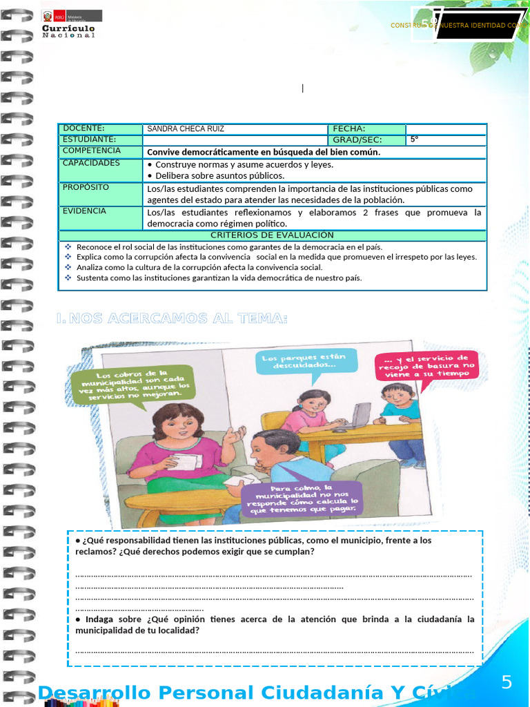 5° DPCC - ACTV.03-EDA 03 - 2023.ECQdocx | PDF | Institución | Estado (política)