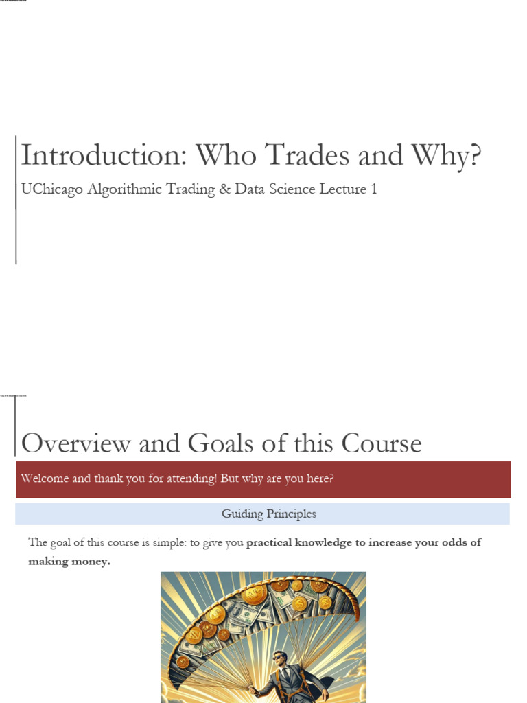 UChicago Algo Trading Lecture 1 Intro To Trading | PDF | Probability ...