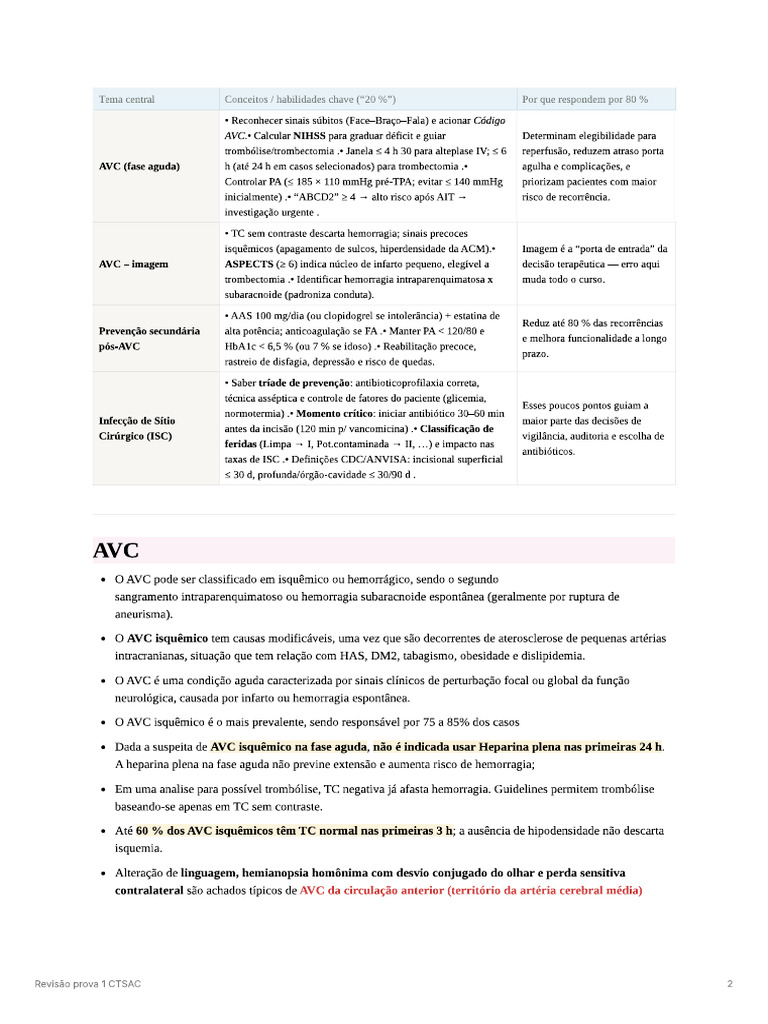Resumo Avc | PDF