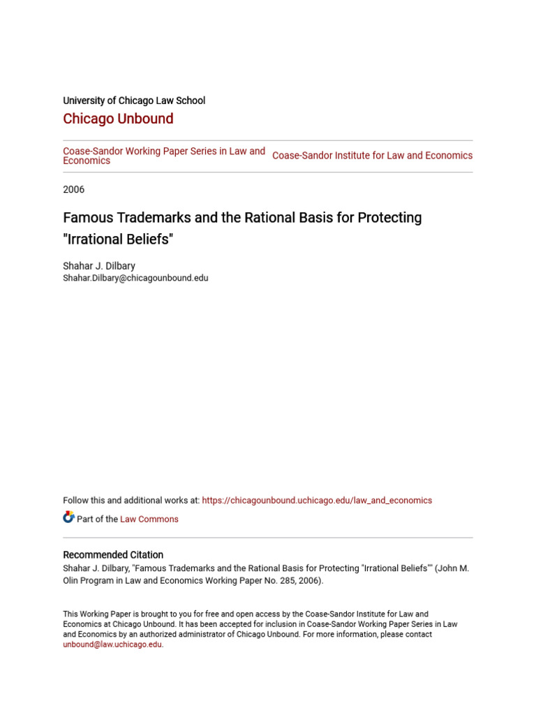 Famous Trademarks and The Rational Basis For Protecting Irration | PDF ...