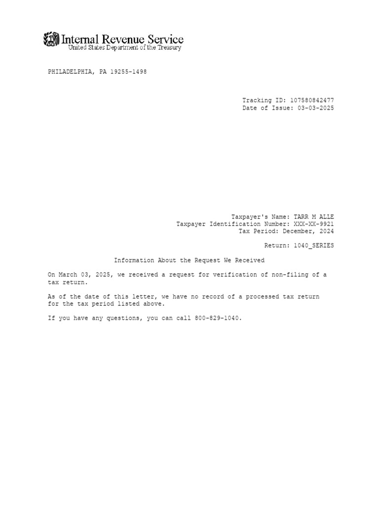 Irs No Return Recieved Error | PDF