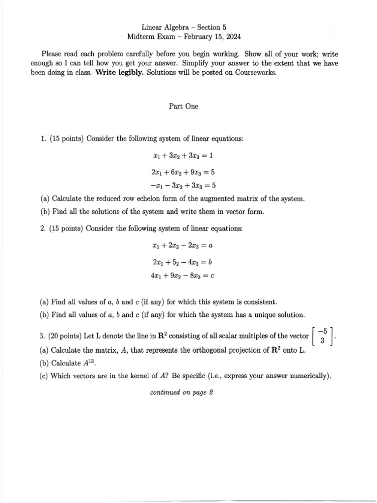 First Midterm (2024) and Solutions | PDF