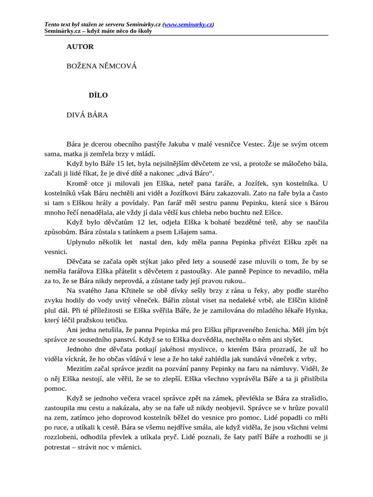 Nemcova Diva Bara | PDF