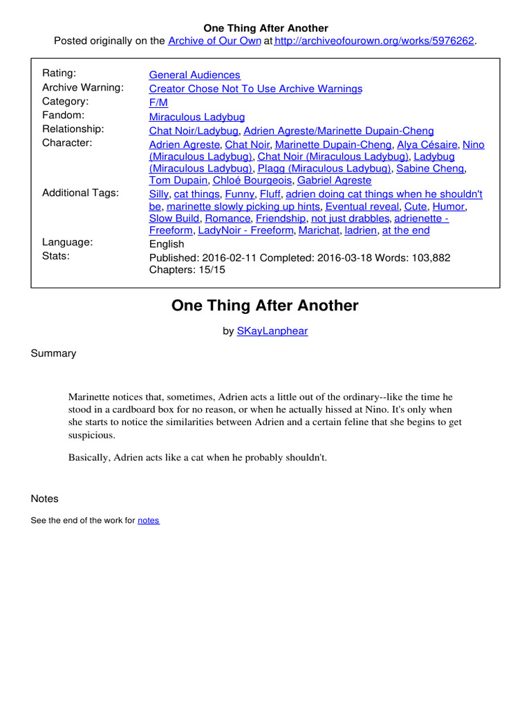 One Thing After Another | PDF