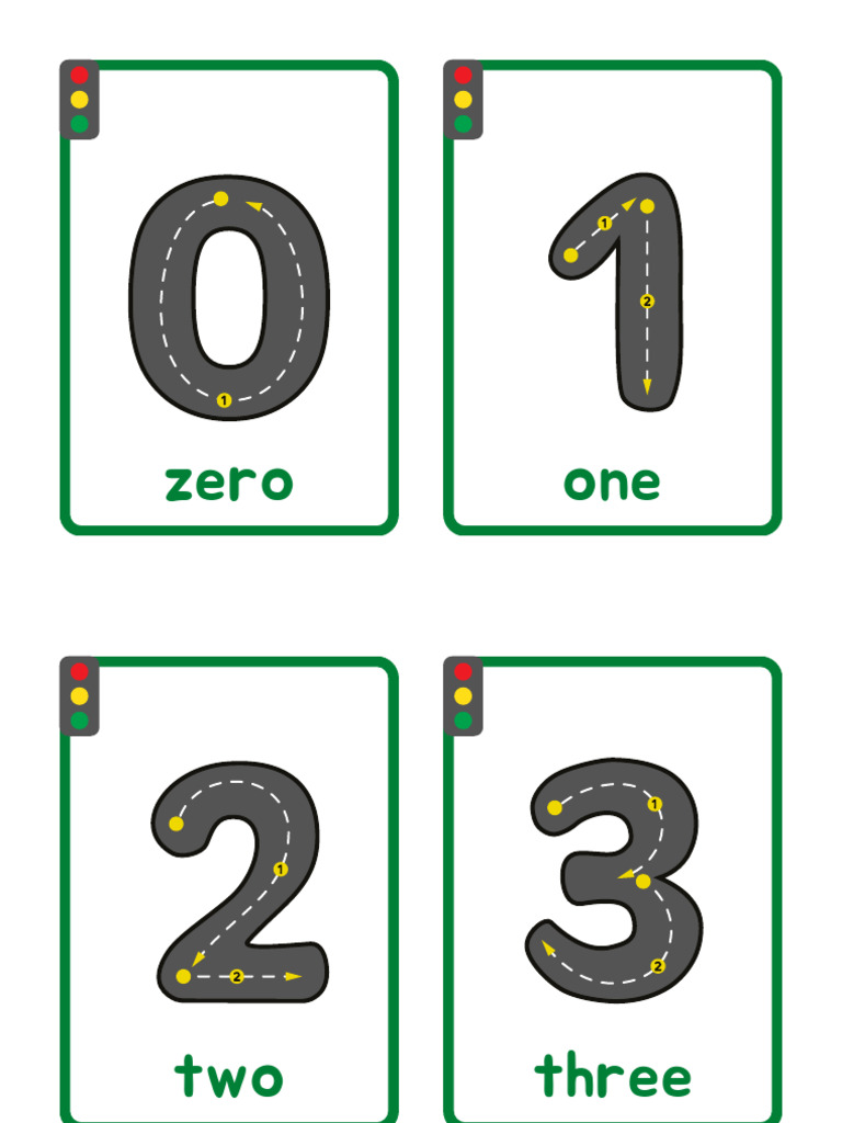 Math Road Tracing Numbers Flashcard | PDF