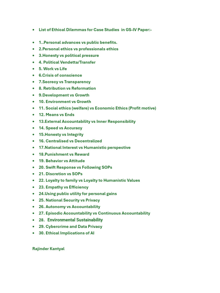 Ethical Dilemmas for Case Studies | PDF