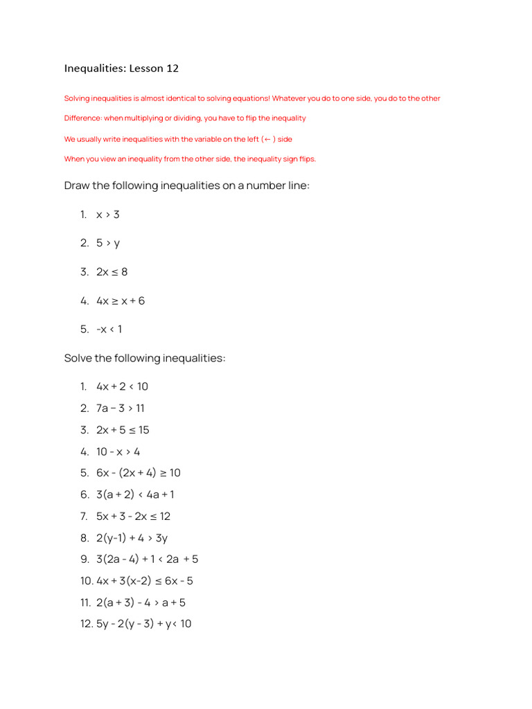 Grade6 Math Inequalities | PDF