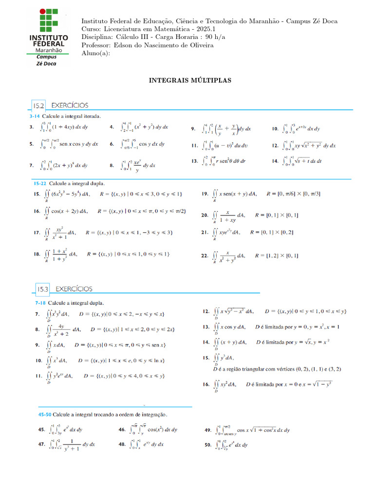 Calculo 3 - Integrais Multiplas | PDF
