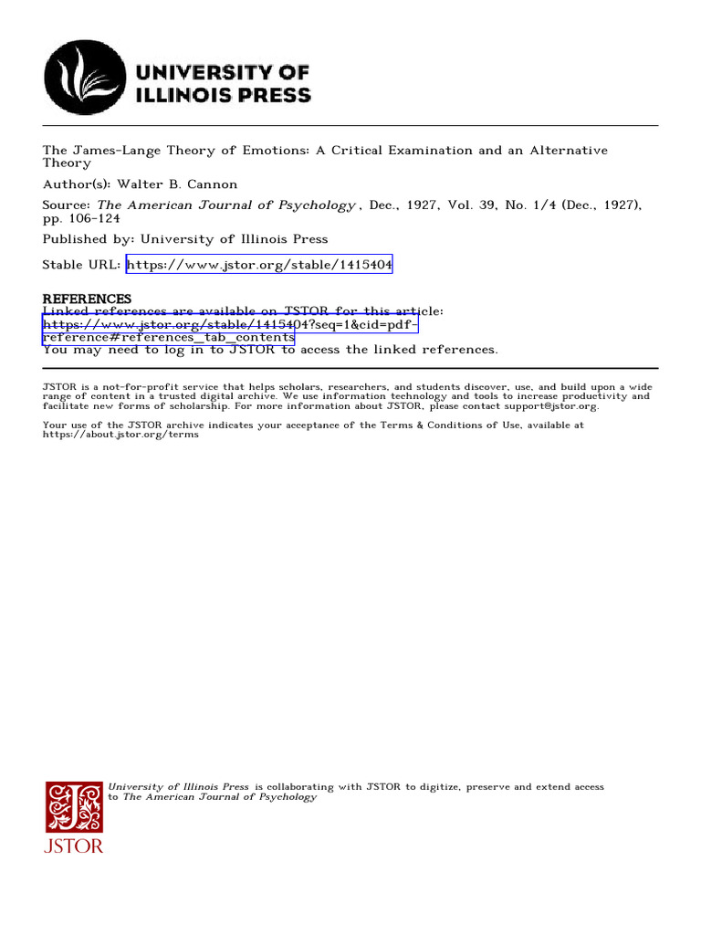 Critical Review of James-Lange Theory | PDF | Thalamus | Emotions