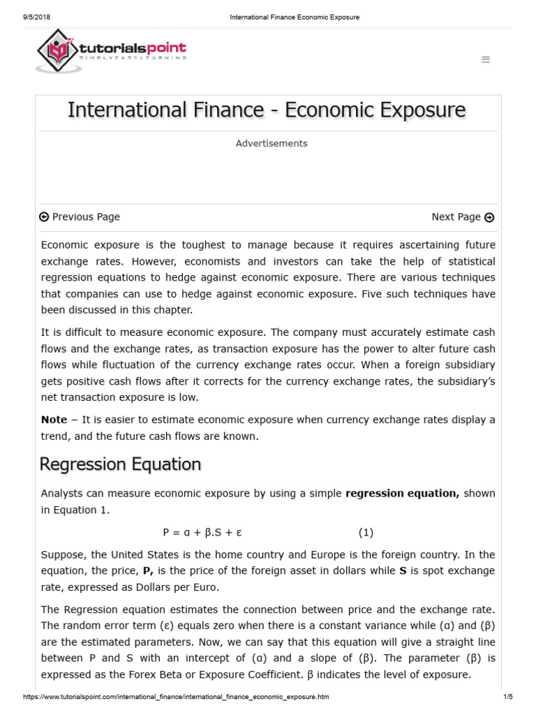 International Finance Economic Exposure | PDF | Hedge (Finance ...
