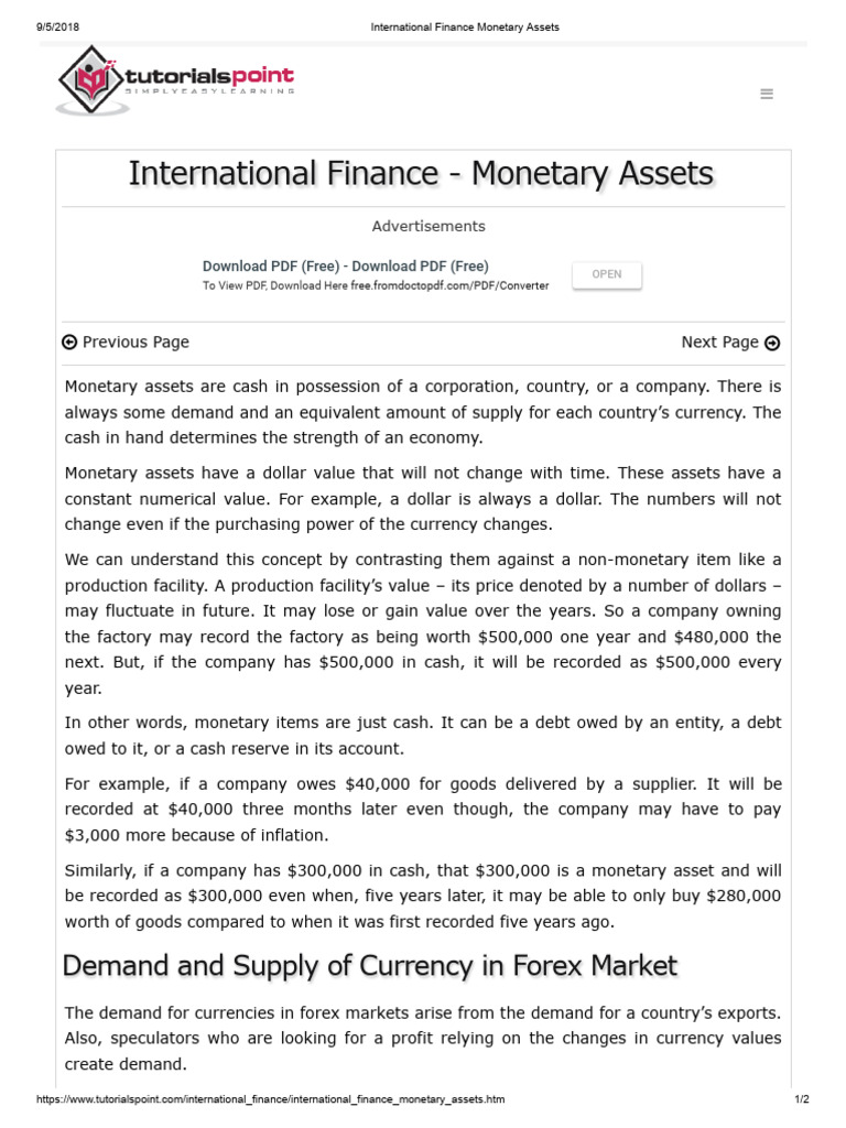 Understanding Monetary Assets in Finance | PDF | Money | United States ...